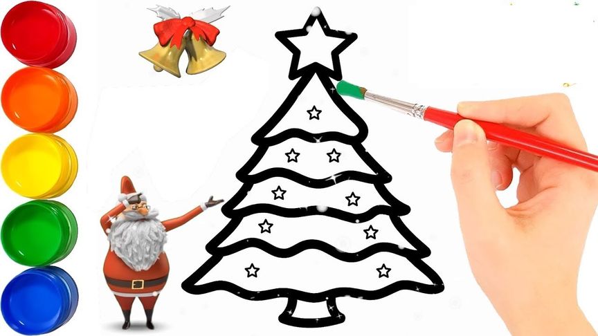 儿童简笔画:圣诞树画画