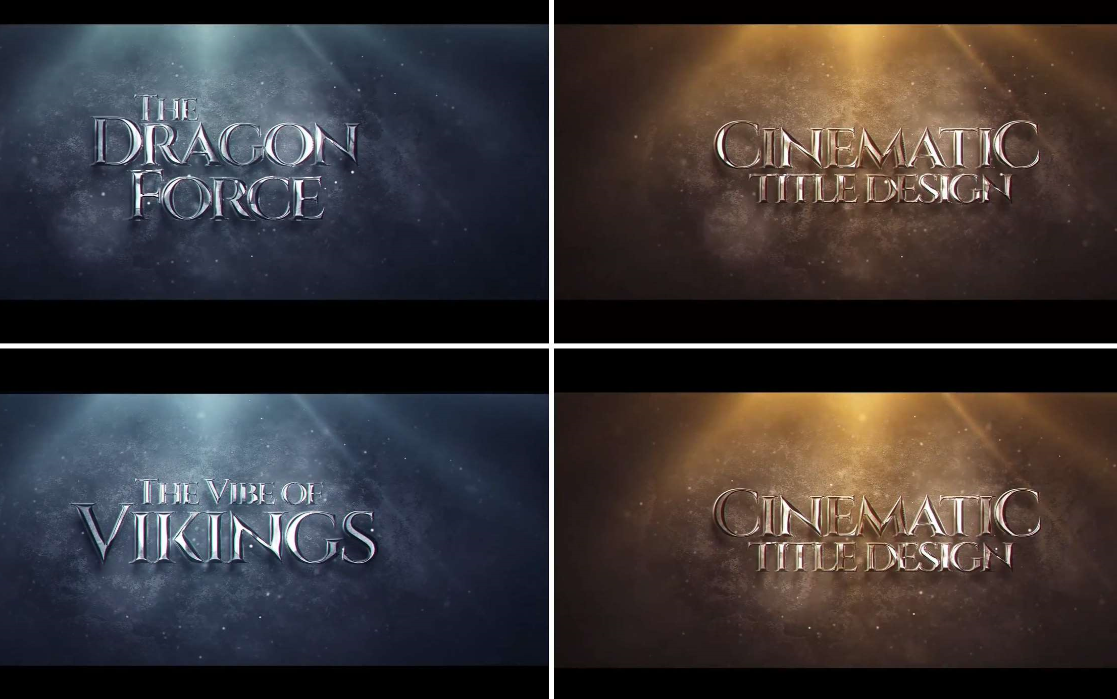 PR基本图形模板-史诗级金属质感金色银色粒子特效的文字标题 包含...