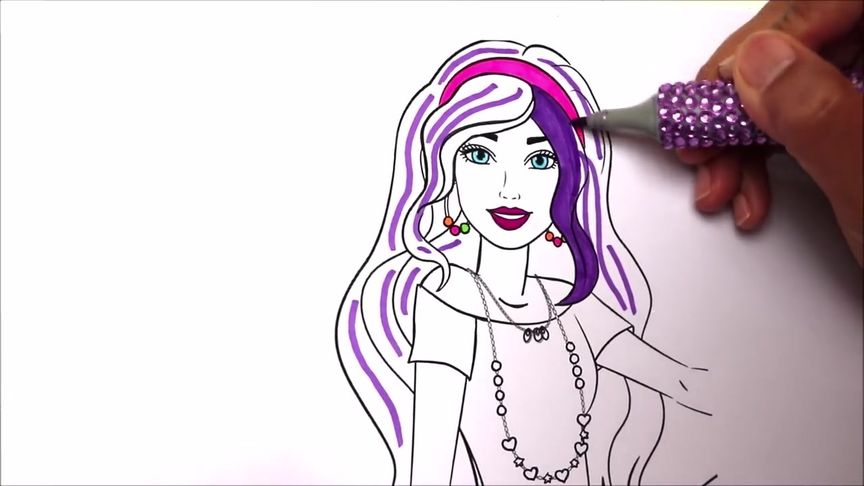 孩子一看就会画,幼儿简笔画上色教程:迪士尼芭比娃娃