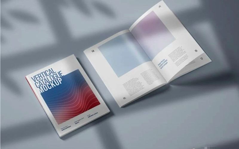 高端文艺光影精装书籍杂志画册封面效果展示场景PSD智能贴图样机