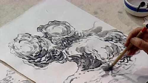 掌握这4个技术点,轻松画好岩石卷云皴:中锋回腕破墨全解析!