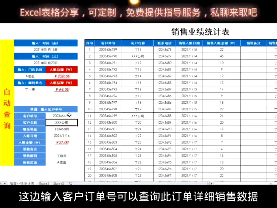 Excel表格分享,销售业绩统计分析表,自动查询