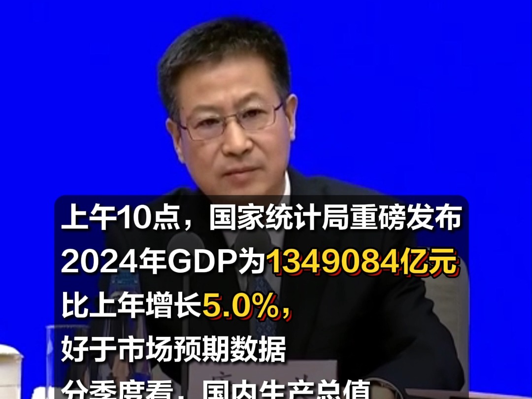 重磅发布!24年GDP比上年增长5%,好于市场预期