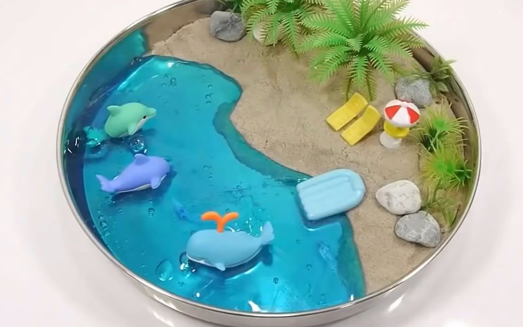 创意手工DIY,教你用彩色黏土制作“动感沙滩模型”的方法