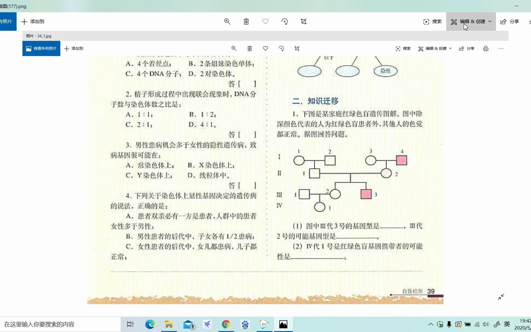 伴性遗传-书后习题讲解