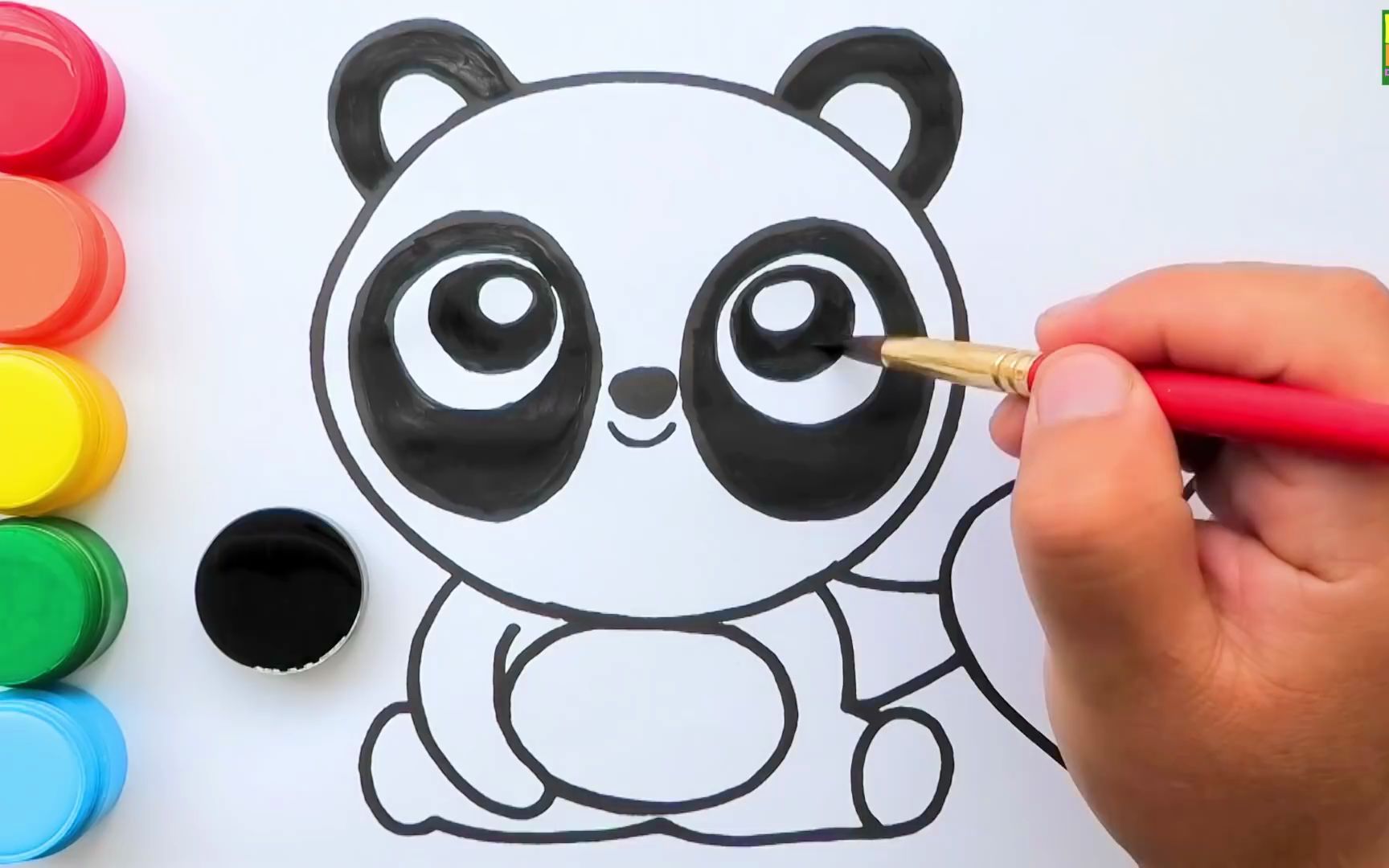 【简笔水彩画】教你画小熊猫然后上色~超级简单的简笔画,一看就会!