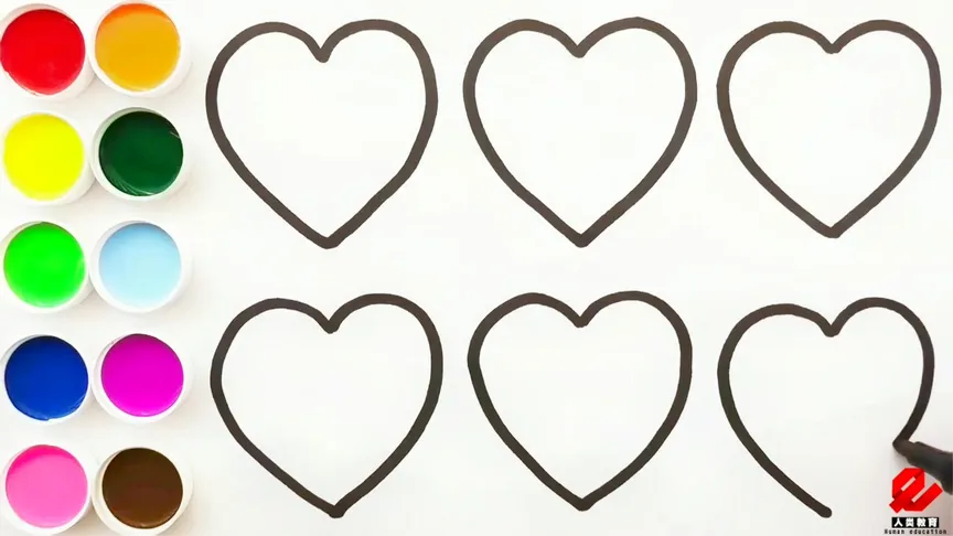 儿童色彩画启蒙教程,爱心简笔画涂色涂鸦填色,小朋友学会了吗