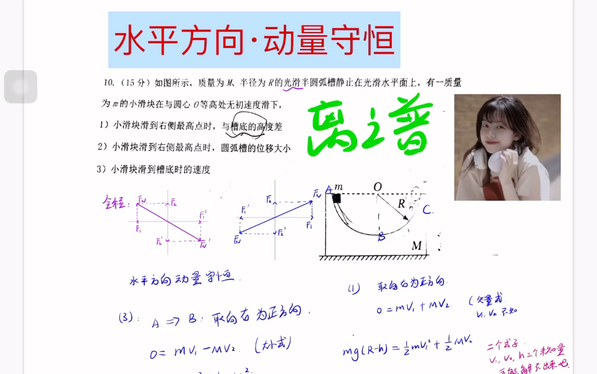 【高】水平方向动量守恒·动量水平位移