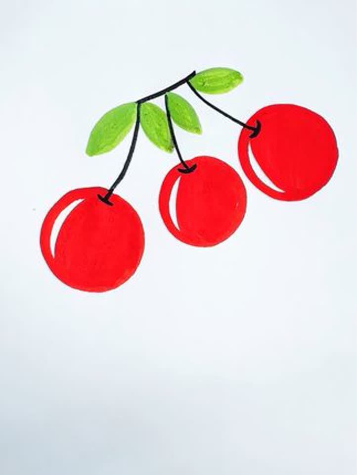 用"爪"字画樱桃,炒鸡简单,跟我学起来吧#儿童简笔画 #樱桃简笔画 #...