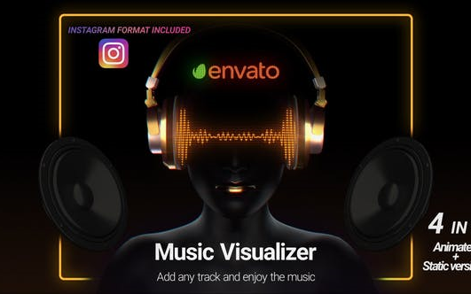 ...器模板抖音音乐DJ模板车载音乐制作音浪波动视频动感3D头像效果