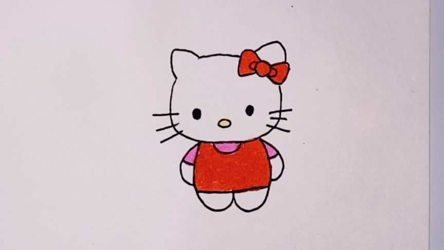 hello kitty猫简笔画,kitty猫的画法
