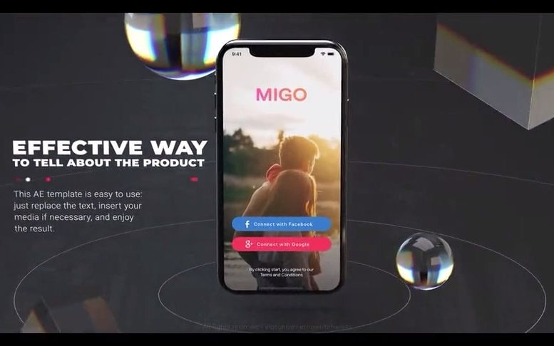 AE模板-时尚手机商业广告应用程序APP屏幕内容展示宣传样机模板