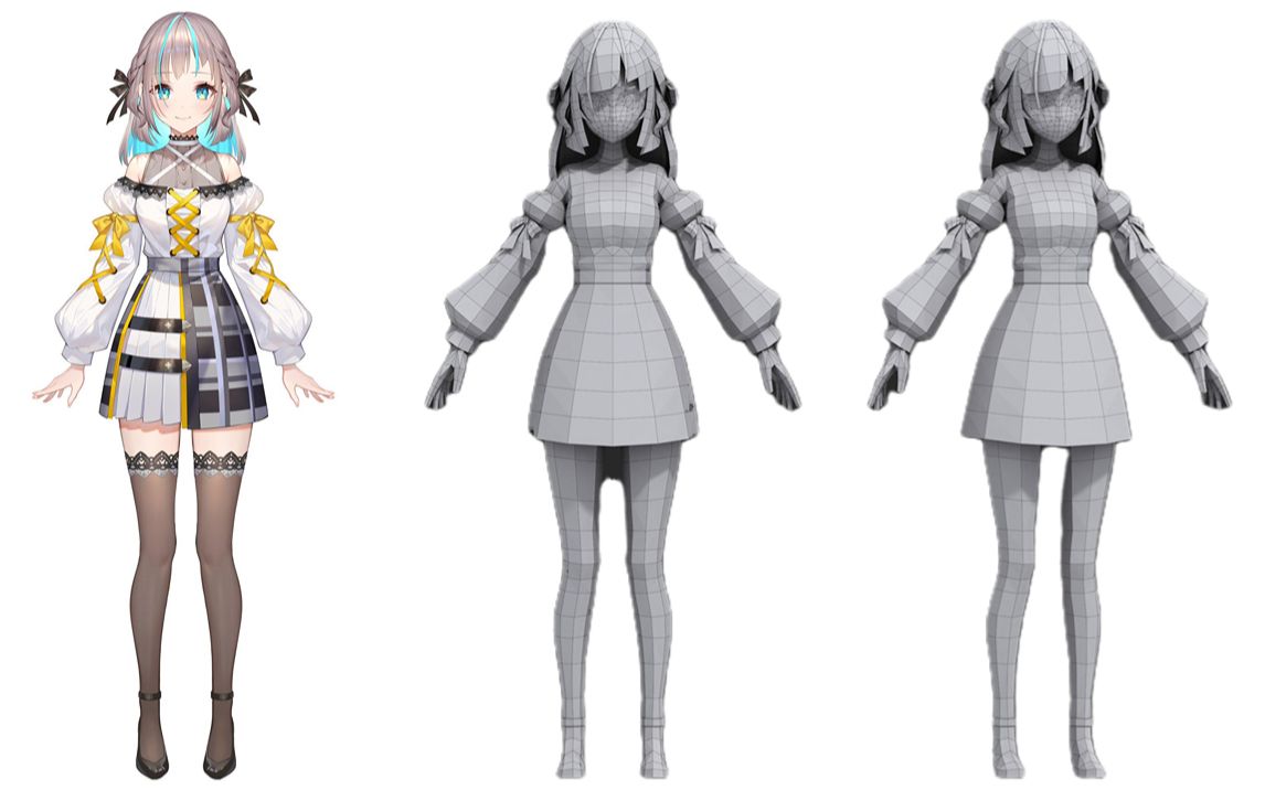 【角色建模】二次元黑丝少女3Dmax建模,传统手绘低模制作教学!