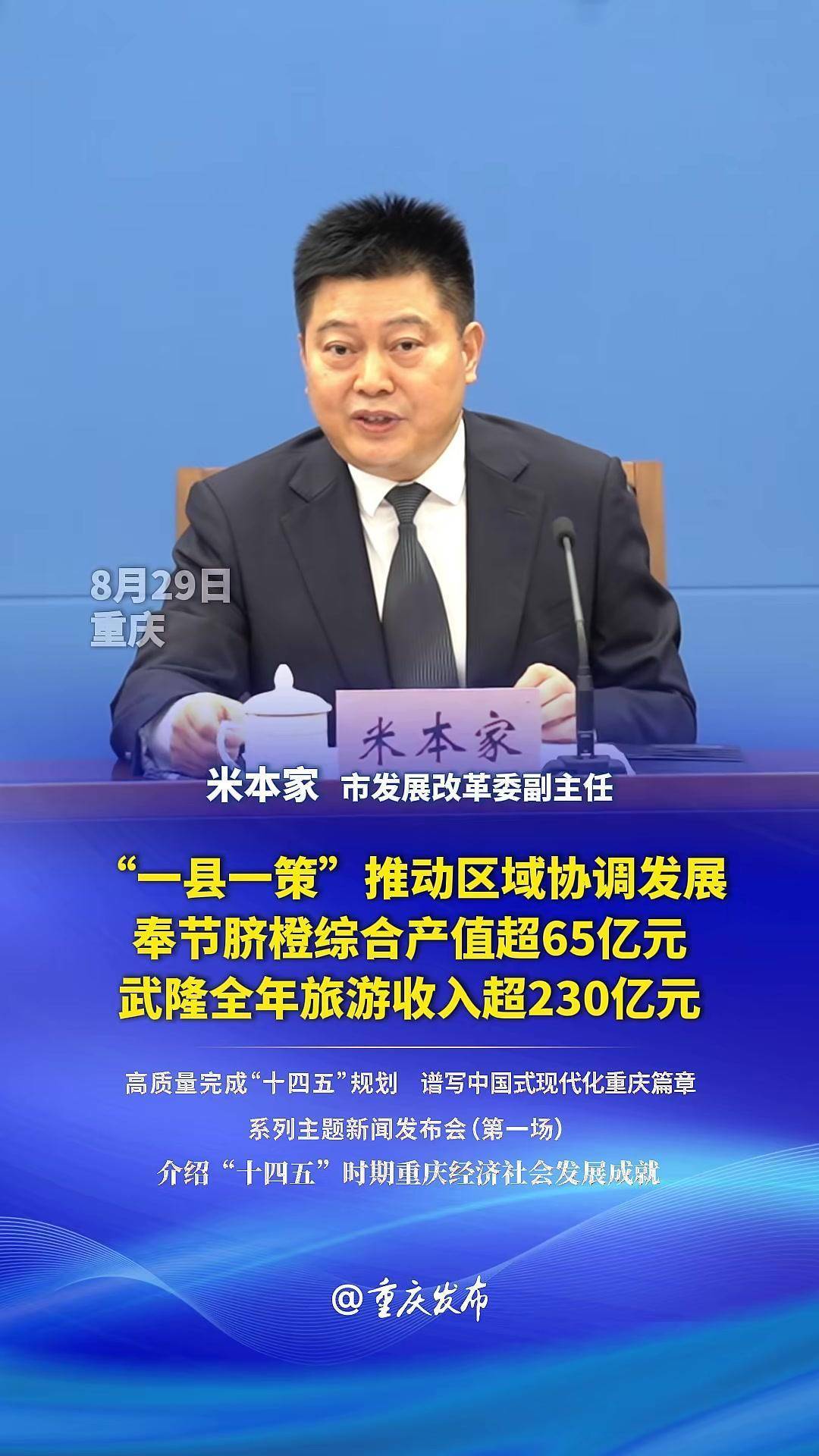 ...重庆市政府新闻办举行了高质量完成"十四五"规划谱写中国式现代化...