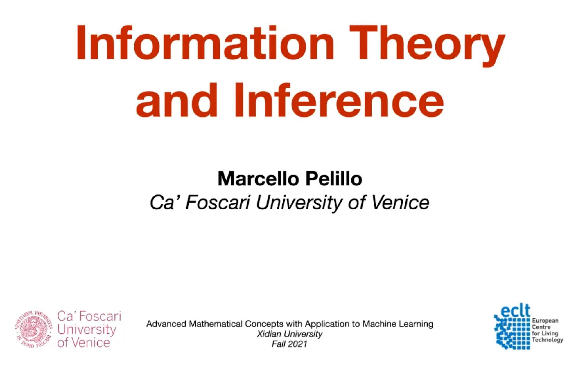 Marcello Pelillo教授研究生课程:现代数学理论方法及机器学习应用 (3)