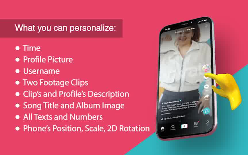 AE模板-个人抖音介绍抖音自动翻页播放点赞关注模板