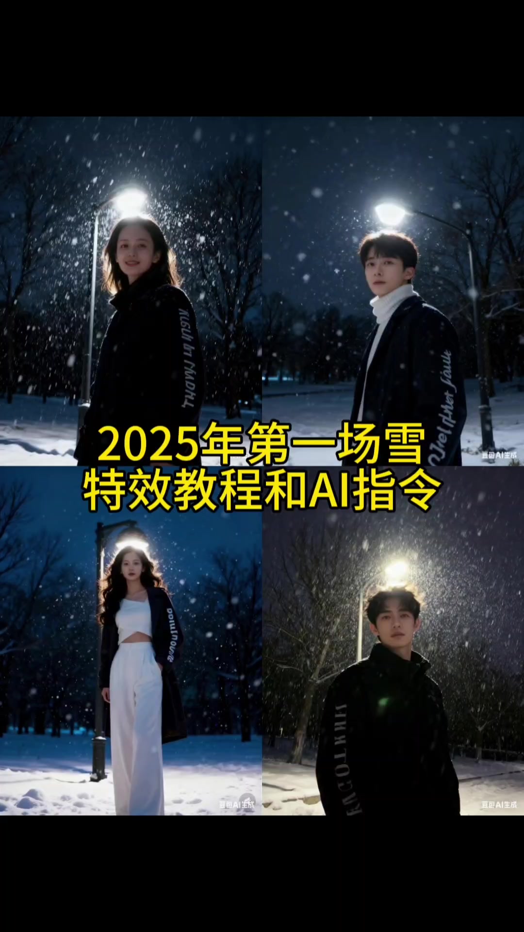 ...冬天的第一场雪P图 豆包ai生成雪地视频 豆包ai生成雪地背景图 #...