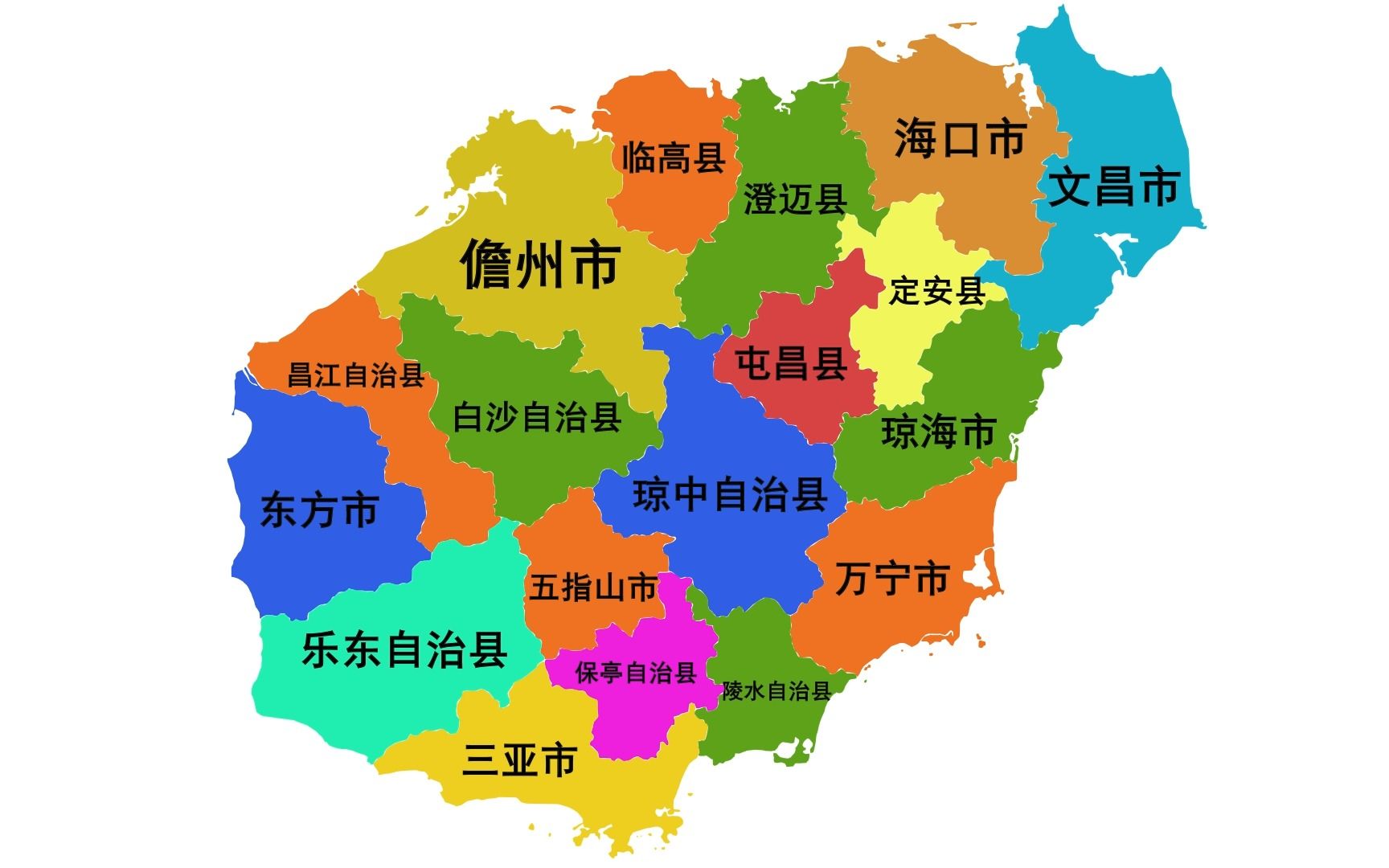 我国最南端的省海南省行政区划分图