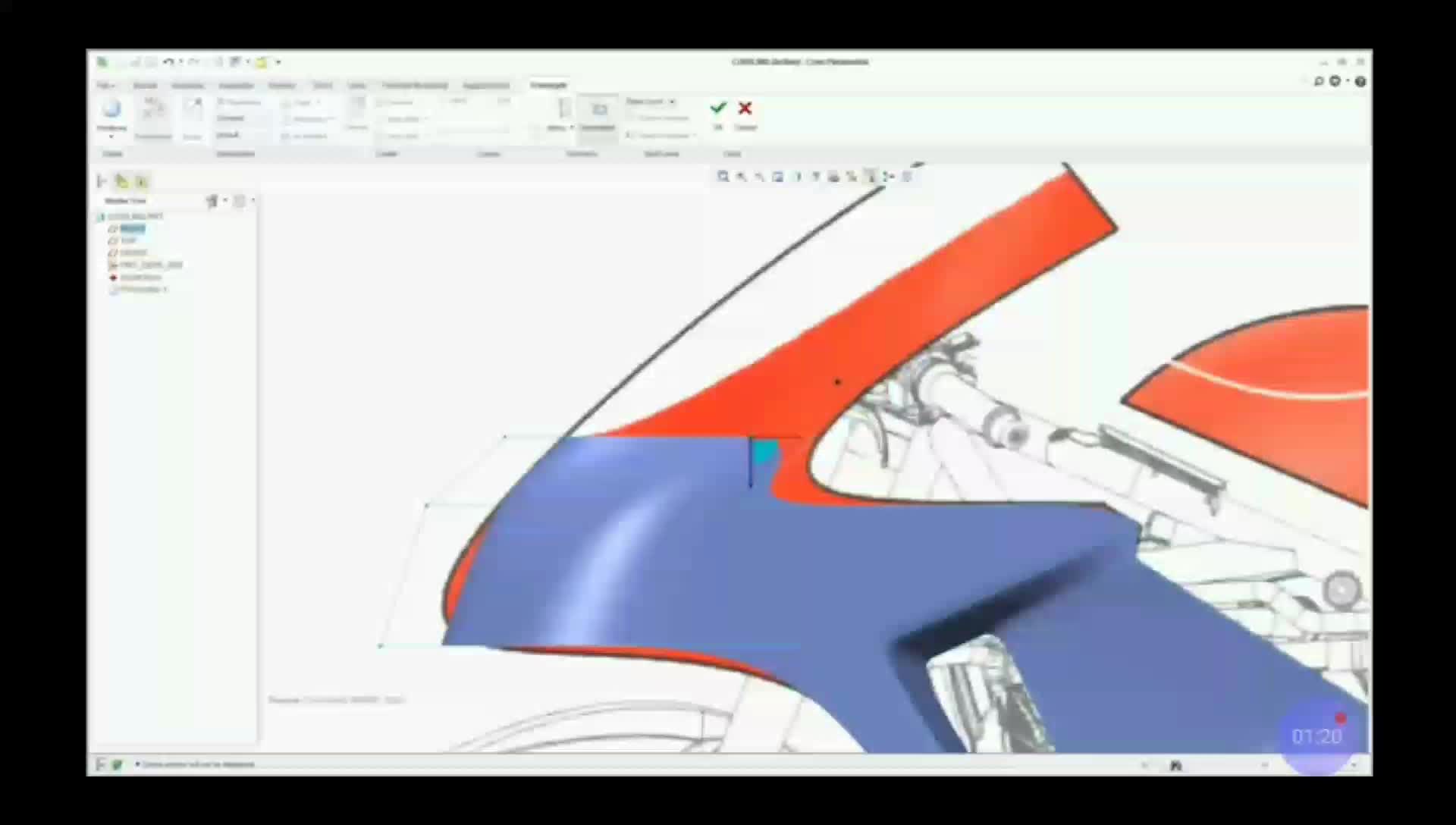 #creo# 自由式命令快速画摩托车外壳,做结构设计者的福利