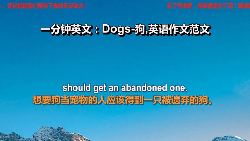 英语作文写作难 ?老师推荐只须每天跟读一分钟英文:Dogs狗