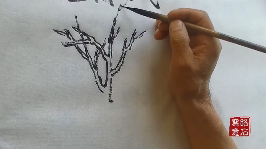 国画写意树的画法:看似复杂的树枝,是这样画出来的