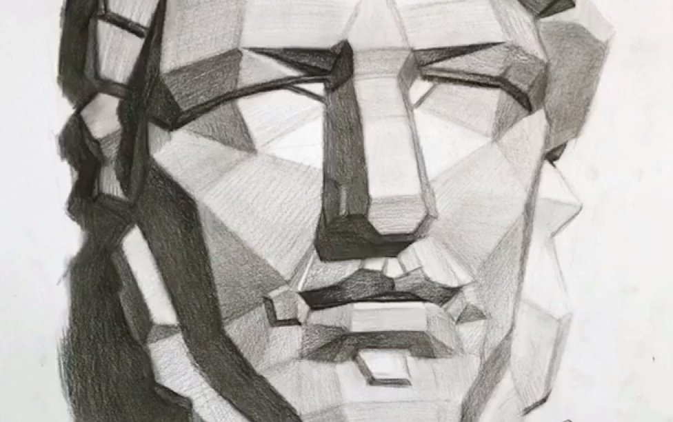 亚历山大分面像(基础素描教学),此石膏是体块理解必不可少的对象之一～