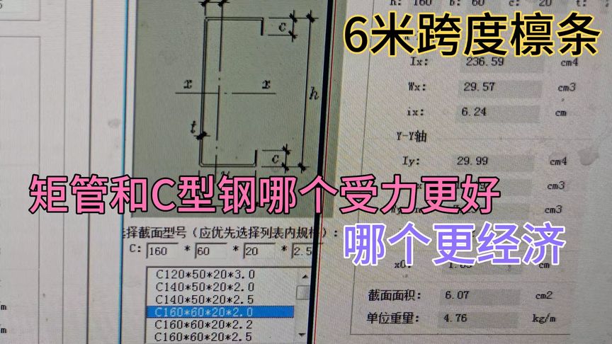 6米间距的檩条选用矩管还是C型钢,给大家算算哪个既经济又安全。