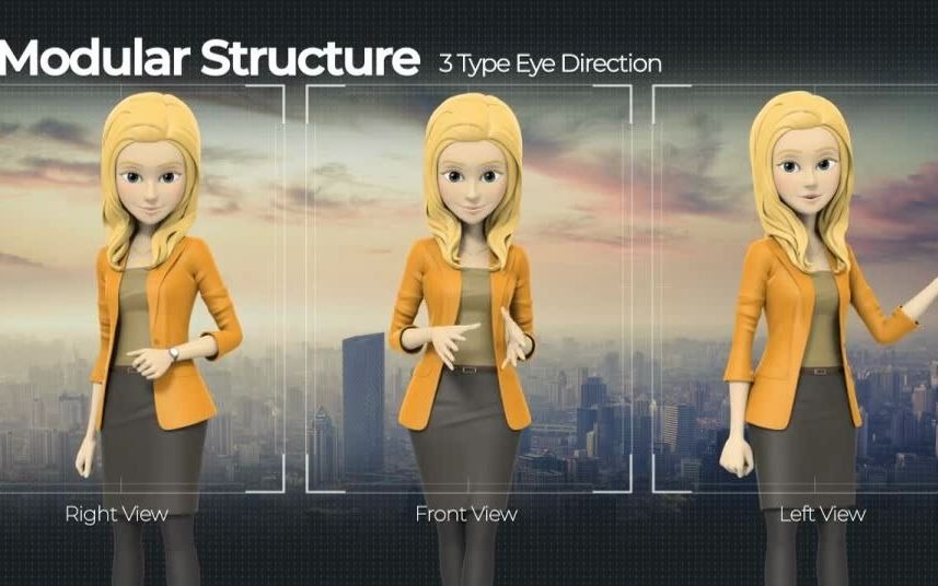 3D可爱卡通动漫人物职业演讲展示动画AE模板