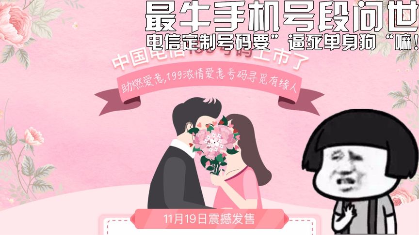 最牛手机号段问世,电信定制号码要”逼死单身狗“嘛!