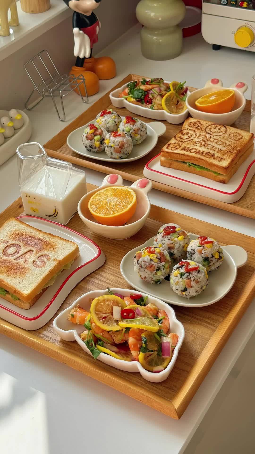 小学生快手早餐|柠檬虾 蔬菜饭团