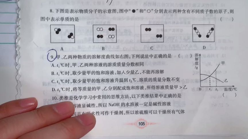 如图为甲、乙两物质的溶解度曲线,下列说法正确的是 A.t1