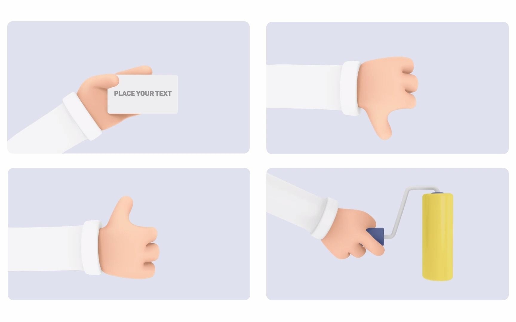 AE模板-50种三维卡通可爱手势触控操作动作动画包3D Hand Gestures