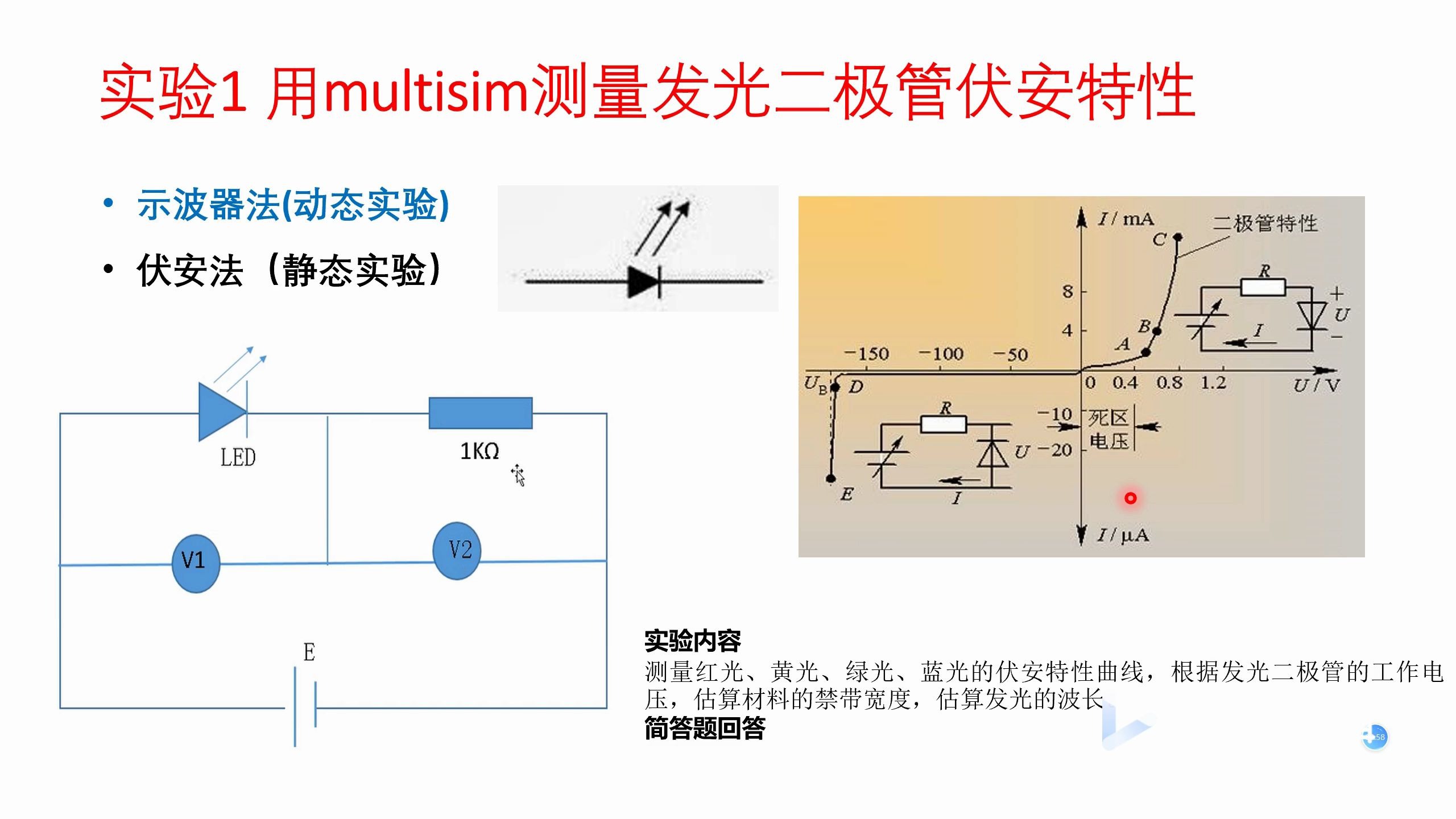 【大学物理实验】实验1 用Multisim研究LED的伏安特性