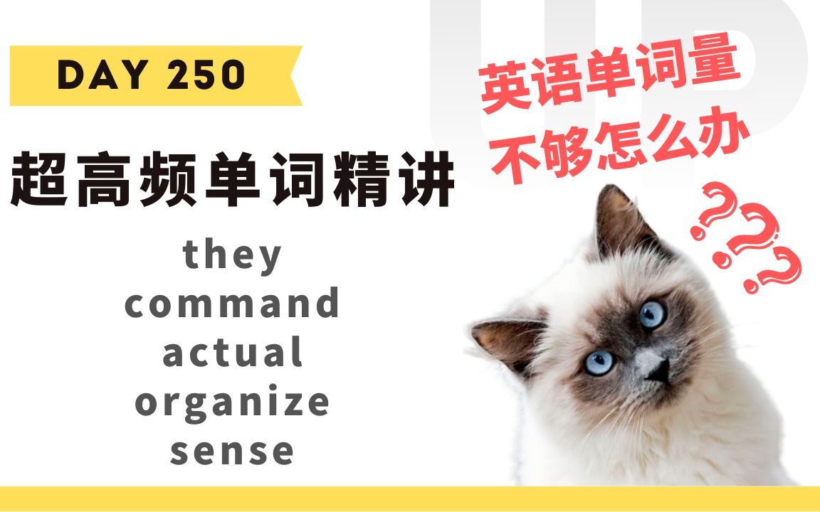【学英语】十分钟掌握必背单词Day 250:they, command, actual, ...