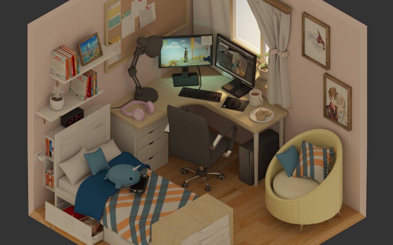 3Dmax建模,从box开始,带你制作温馨小卧室