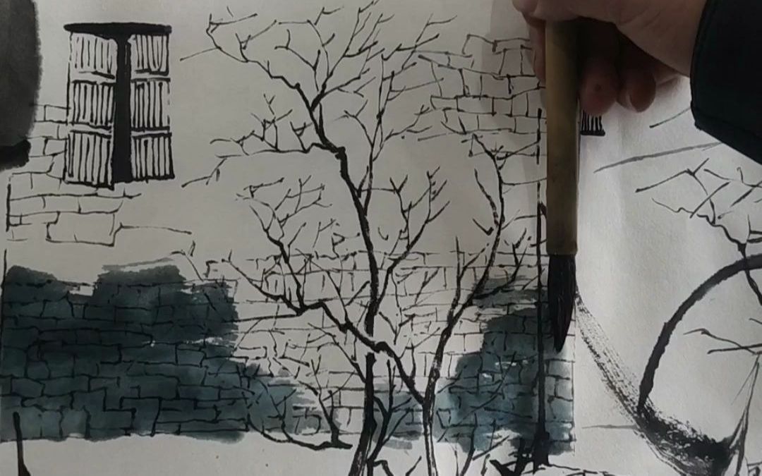 江南水乡国画教学水墨江南