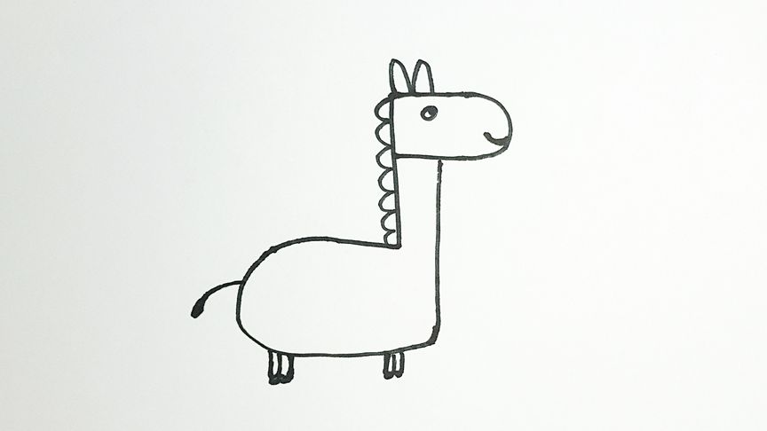 简笔画小技巧:给大家分享怎么简单几笔怎么画出一个卡通马