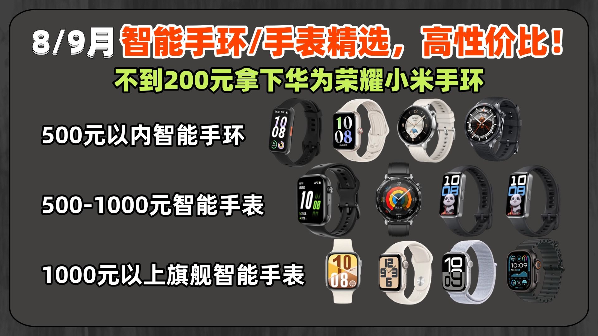 【智能手表精选】2025年8/9月智能手表/手环高性价比产品推荐,华为...