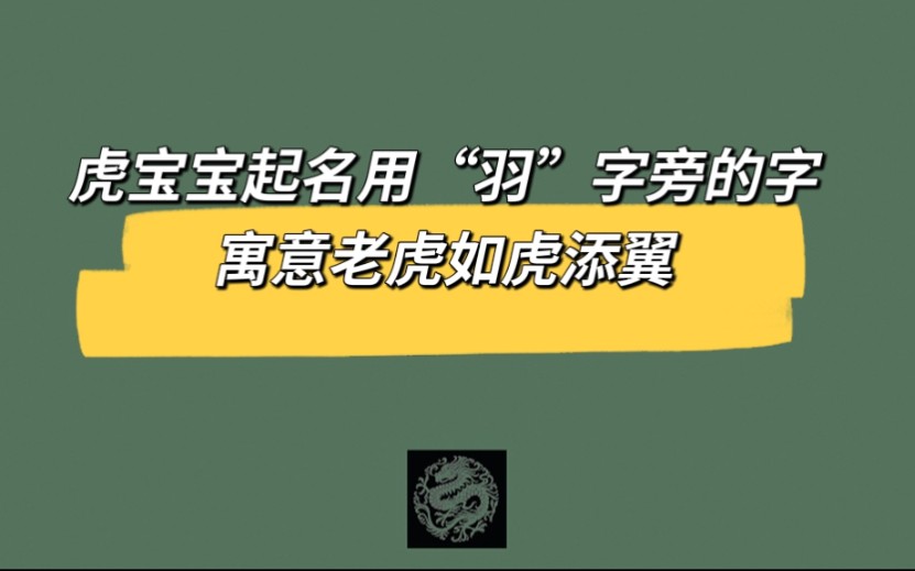 虎宝宝起名用“羽”字旁的字,寓意老虎如虎添翼