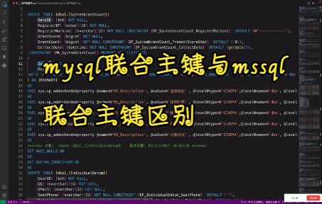 mysql联合主键与mssql联合主键区别