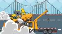 挖掘机施工动画 第12集 工程车们出发保卫大桥