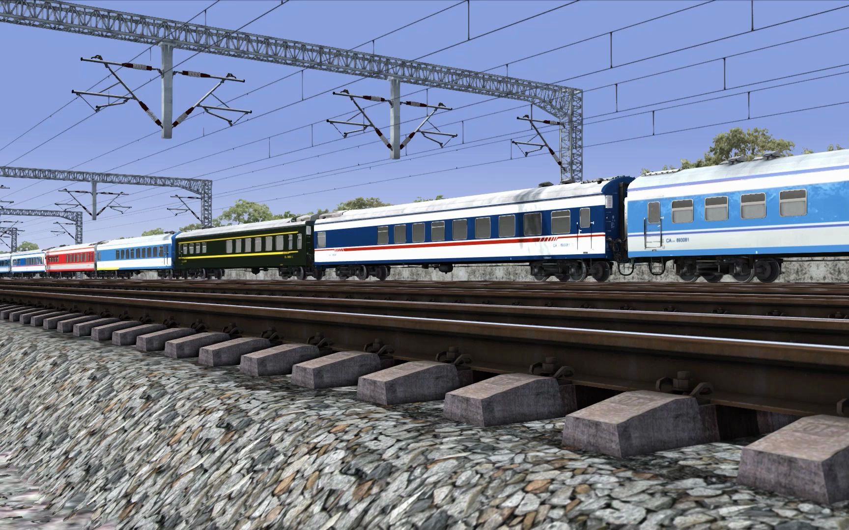 单机功率28800KW,牵引力2280千牛的神24(神华六节棍)牵引混编客车...