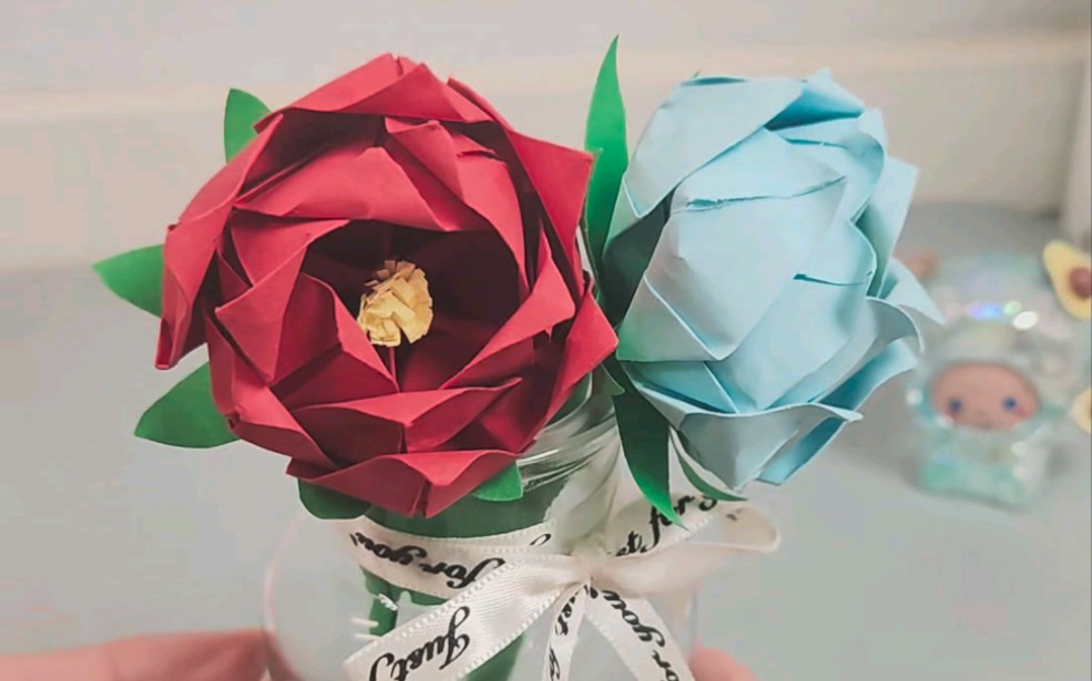 一张A4纸就能做一支玫瑰花,折纸教程,简单易学 #情人节甜蜜暴击 #...