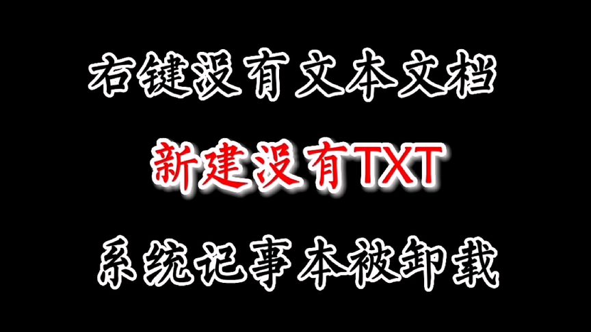 右键新建没有文本文档TXT,系统自带软件记事本找不到重新安装