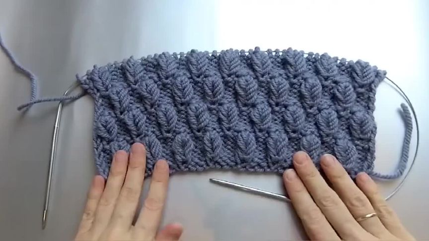 棒针编织新花样教程,小叶图案新颖又好看,看一遍就会!