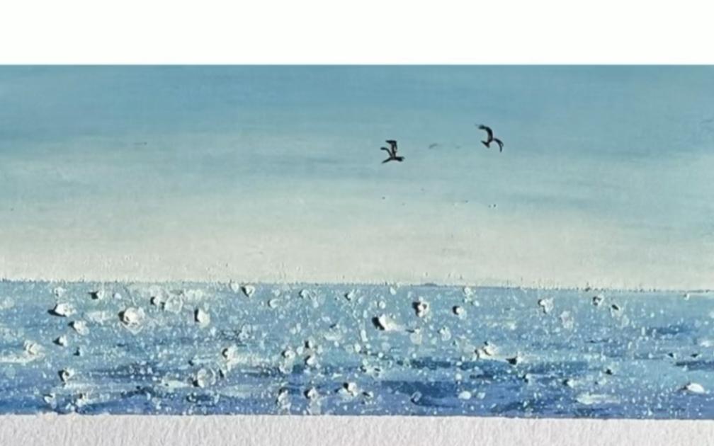 油画棒风景,治愈系大海,油画棒教程,零基础