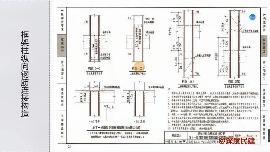 框架柱上柱和下柱纵向钢筋直径不等数量不等的情况下连接构造做法