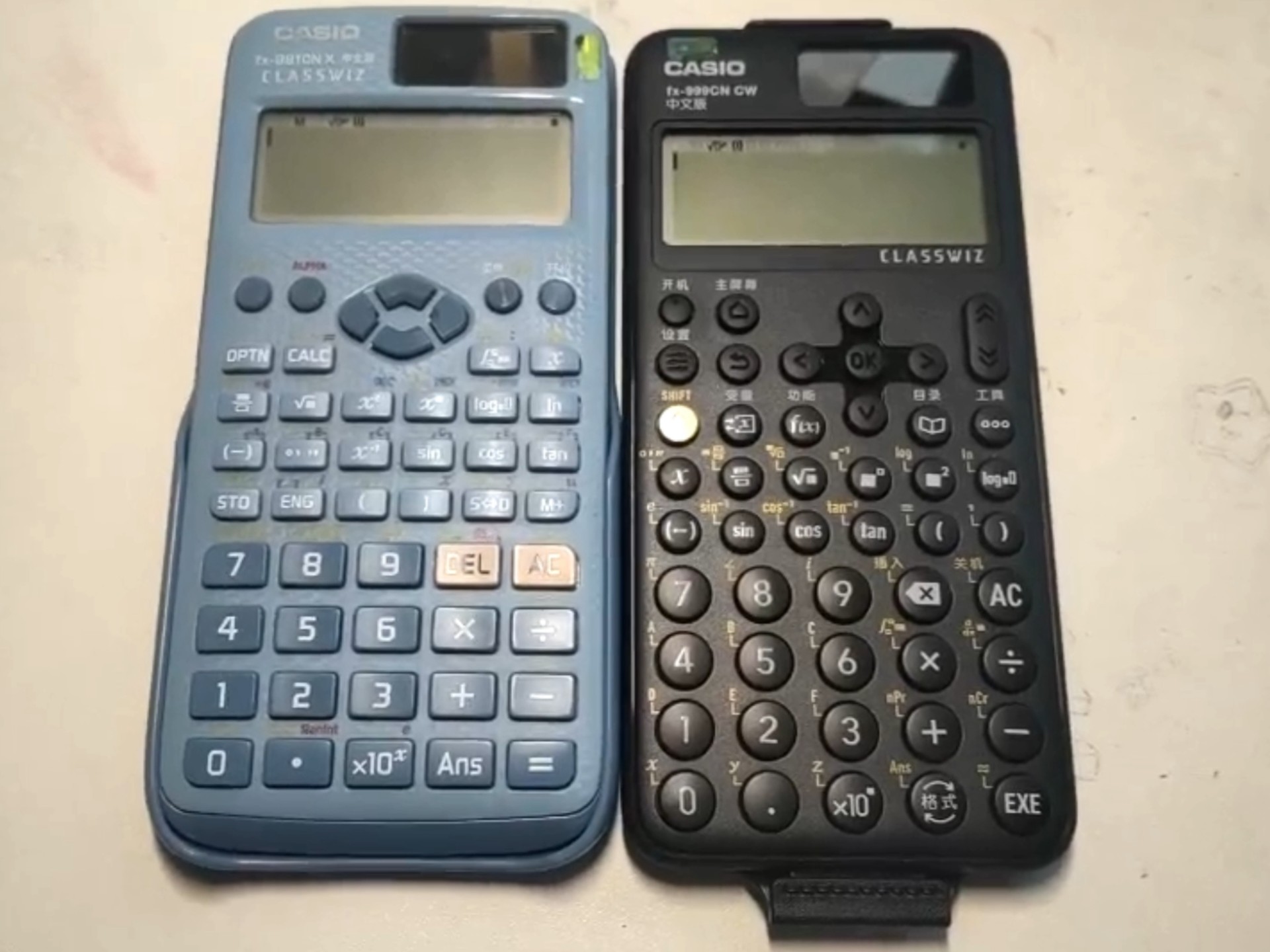 比较一下两台计算器的功能以及计算速度!CN991(蓝) VS CW999(黑)