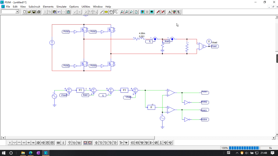 单相逆变电路复现,PSIM仿真