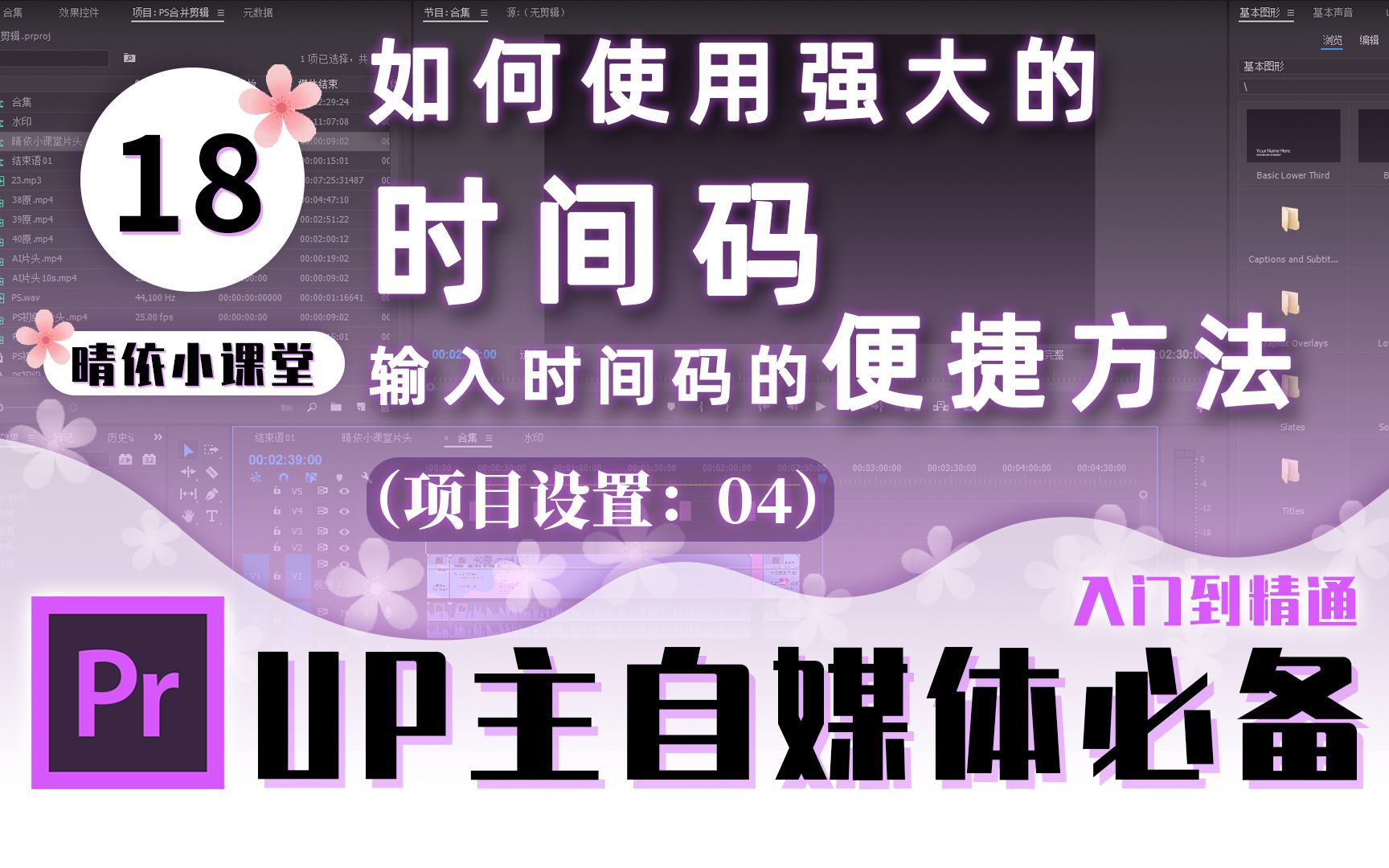 【PR教程】18:如何使用强大的时间码,输入时间码的便捷方法!「晴依...